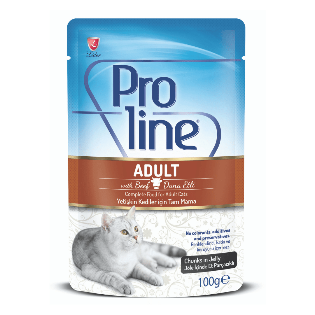 PROLINE POUCH FOR CAT WITH BEEF CHUNKS IN JELLY - 100 Gr - Trinkets Pet ...